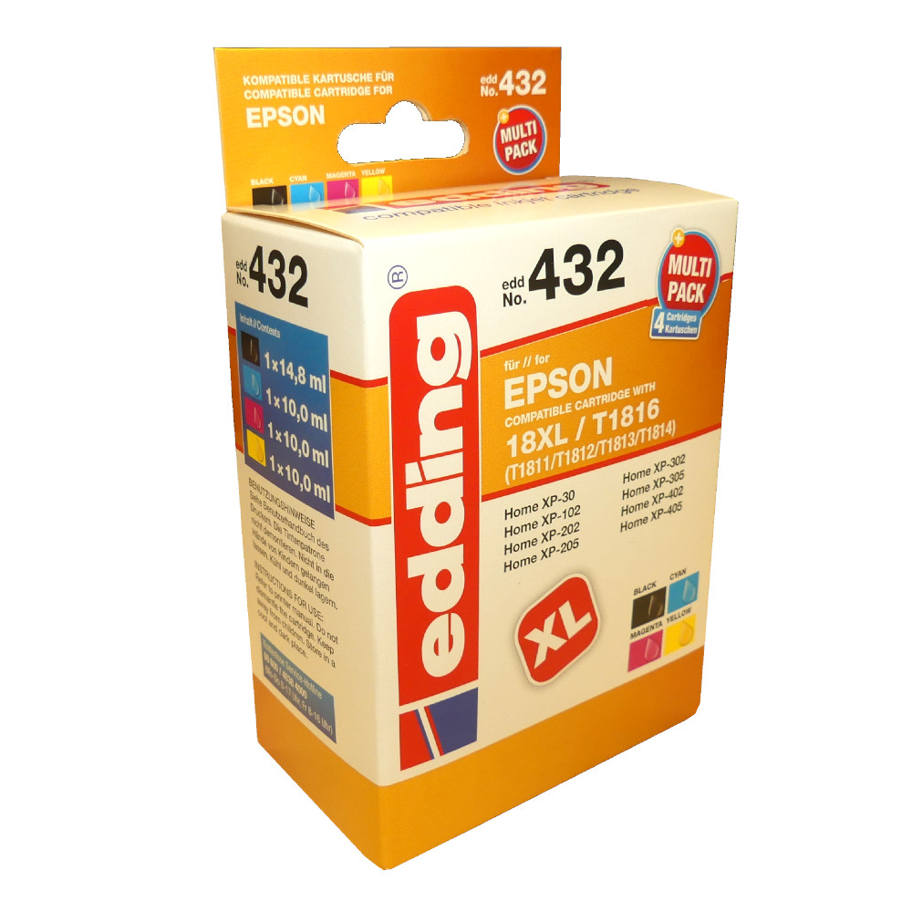 Original Edding Tinte Patrone 432 für Epson 18XL Multi Home XP 30 102 ...