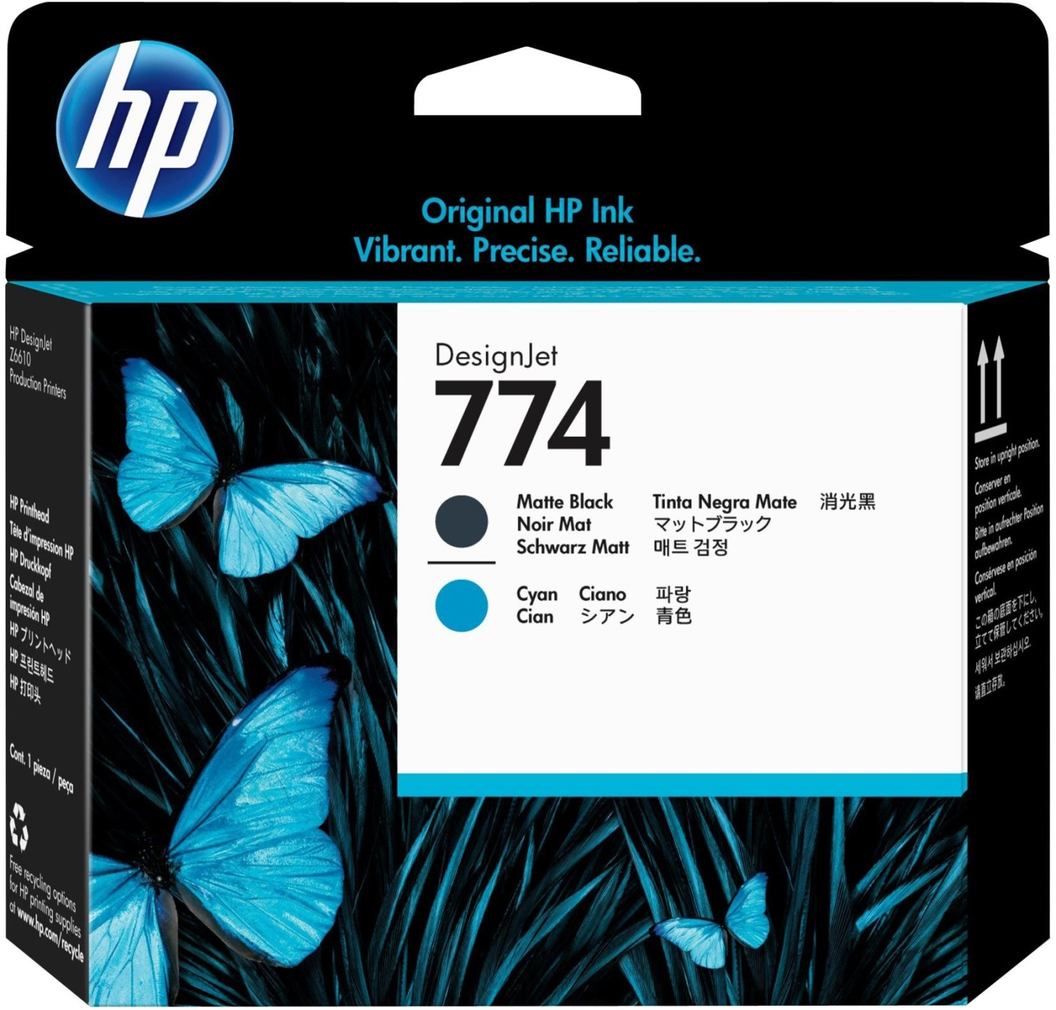 Original HP Druckkopf 774 cyan + matt schwarz P2W01A für DesignJet Z ...